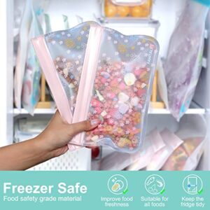 Reusable Ziploc Bags Silicone, Reusable Food Storage Bags-10 Pack BPA FREE Extra Thick Reusable Lunch Bags|2 Reusable Gallon Freezer Bags|4 Leakproof Reusable Sandwich Bags|4 Reusable Snack Bags|