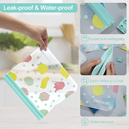 Reusable Ziploc Bags Silicone, Reusable Food Storage Bags-10 Pack BPA FREE Extra Thick Reusable Lunch Bags|2 Reusable Gallon Freezer Bags|4 Leakproof Reusable Sandwich Bags|4 Reusable Snack Bags|