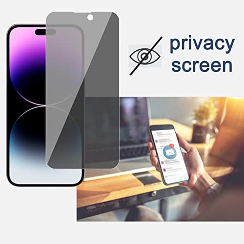 Ailun 2 Pack Privacy Screen Protector for iPhone 14 Pro[6.1 inch Display] + 2 Pack Camera Lens Protector, Sensor Protection, Dynamic Island Compatible, Anti Spy Private Tempered Glass Film, Case Friendly, [9H Hardness] - HD [Black][4 Pack]