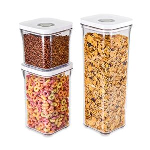 VAKUEN Premium Airtight Food Storage Containers, Smart One-Click Seal Lid, 100% Leak Proof, Keep Food Fresh Longer, BPA-FREE, Dishwasher/Freezer & Microwave Safe, SQUARE 3PC-SET+ VACUUM SEALER