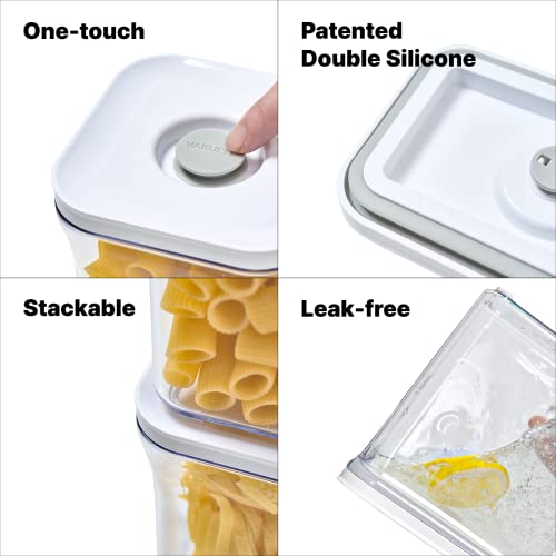 VAKUEN Premium Airtight Food Storage Containers, Smart One-Click Seal Lid, 100% Leak Proof, Keep Food Fresh Longer, BPA-FREE, Dishwasher/Freezer & Microwave Safe, SQUARE 3PC-SET+ VACUUM SEALER