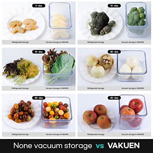 VAKUEN Premium Airtight Food Storage Containers, Smart One-Click Seal Lid, 100% Leak Proof, Keep Food Fresh Longer, BPA-FREE, Dishwasher/Freezer & Microwave Safe, SQUARE 3PC-SET+ VACUUM SEALER