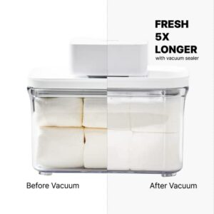 VAKUEN Premium Airtight Food Storage Containers, Smart One-Click Seal Lid, 100% Leak Proof, Keep Food Fresh Longer, BPA-FREE, Dishwasher/Freezer & Microwave Safe, SQUARE 3PC-SET+ VACUUM SEALER