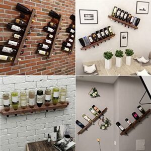 2 Pcs Wine Rack Wall Mounted, Wooden Wall Wine Rack for 12 Wine Bottles, Wine Holder Wall Mounted Wine Bottle Racks for Kitchen, Dining Room, Bar