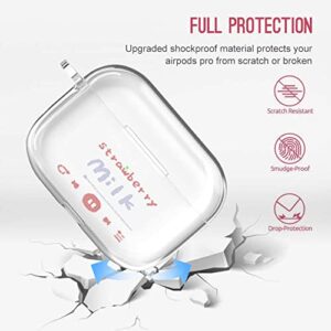 Compatible AirPods Pro 2019 / AirPods Pro 2nd 2022 Case Cover, Clear AirPod Pro Case for Women Girls Cute Hard Protective Cover with Keychain Design for Apple AirPod Pro Charging Case (Strawberry)