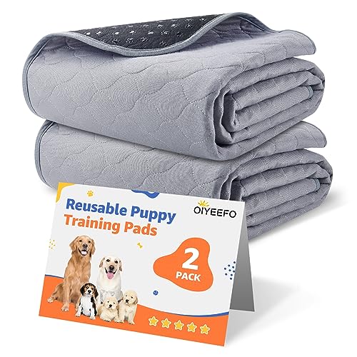 Oiyeefo Washable Pee Pad for Dogs-2 Pack 18"x24" Reusable Puppy Pads,Absorbent Leak Proof Whelping Pads,Non-Slip Waterproof Pet Training Pads for Puppy/Senior Dog Housebreaking,Whelping,Potty Training