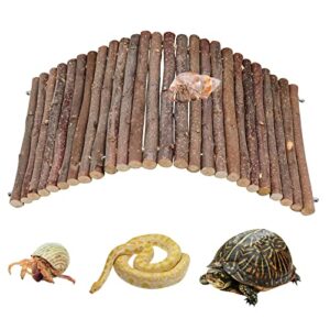 hermit crab climbing toys, wooden hermit crab hideout, reptile tank habitat decor, bendable ladder bridge tunnel toys for lizard chameleon hamster rats chinchilla guinea pig rabbit bearded dragon