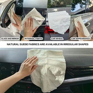 Car Natural Chamois Cleaning Cloth, Real Leather Super Absorbent Fast Drying Car Wash Cloth Accessory, Natural Chamois Car Wash Cloth, for Auto and Precision Instrument (36 inches)