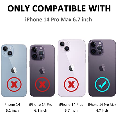 Nvollnoe for iPhone 14 Pro Max Case with Sliding Camera Cover and Card Holder Heavy Duty Protective iPhone 14 Pro Max Case with Ring Magnetic Kickstand Phone Case for iPhone 14 Pro Max(Purple)