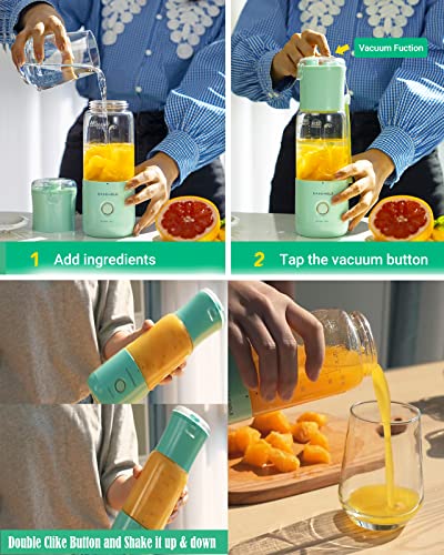 Portable Blender, Personal Blender for Shakes and Smoothies, Fresh Juice Mini Fast Blender with 6 Blades, Rechargable Single Blender BPA Free for Kitchen, Sport, Travel (Green)