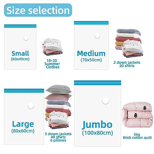 Vacuum Storage Bags,8 Pack (Small,24"x16"),Space Saver 80% Vacuum Storage Bags,Storage Bags Vacuum Sealed of Clothes, Pillows,Comforters,Blankets Storage,Hand Pump Included