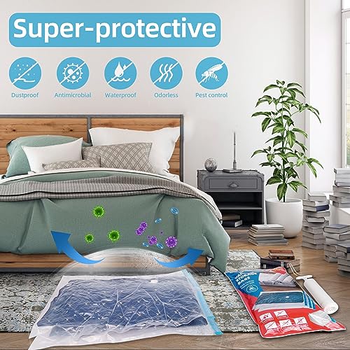 Vacuum Storage Bags,8 Pack (Small,24"x16"),Space Saver 80% Vacuum Storage Bags,Storage Bags Vacuum Sealed of Clothes, Pillows,Comforters,Blankets Storage,Hand Pump Included