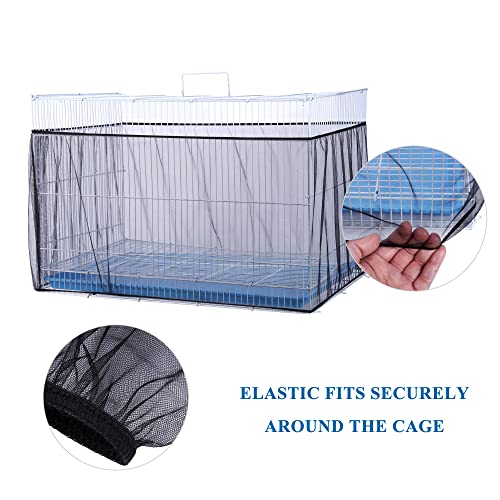 Mogoko Universal Bird Cage Seed Catcher,Seed Catcher Guard Net Cover,Parrot Nylon Mesh Net Cover,Soft Airy Cage Net Stretchy Skirt for Round Square Cages