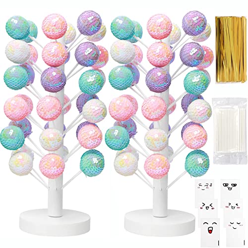 2 Pieces Cake Pop Stand, 72 Hole Cake Pop Holder Lollipop Stand Candy Table Display Dessert Stands for Wedding Birthday Baby Shower Parties Christmas