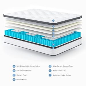 TeQsli Full Mattress, 12 Inch Memory Foam Innerspring Hybrid Mattress in A Box, Medium-Firm for Pressure Relief and Motion Isolation, 10-Year Support,100-Night Trial (TSC-12F-US)