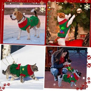 T2Y Cat Christmas Sweater - Cat Dog Costume with LED Lights, Turtleneck Cat Christmas Outfit with Leash Holes, Warm Clothes for for Kitten & Puppy, Gift for New Year (Extra Small