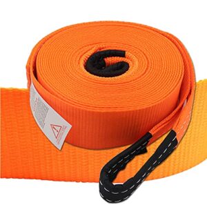 iztoss 3"×30' tow strap heavy duty 30 feet break strength 35,000 lbs double reinforced webbing recovery tow rope kit, winch snatch strap (30 feet tow strap)