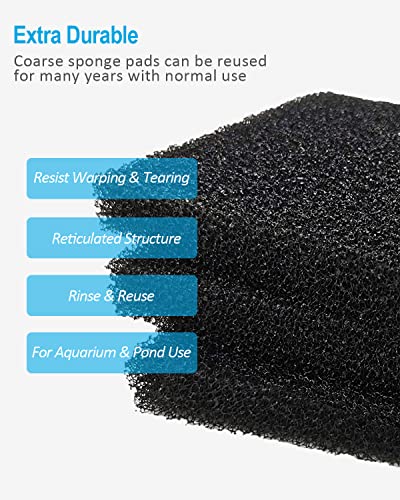 Duedusto Aquarium Filter Pad Media, Bio Sponge Pad Coarse, Cut to Fit Any Aquarium Filter, 3 Pieces