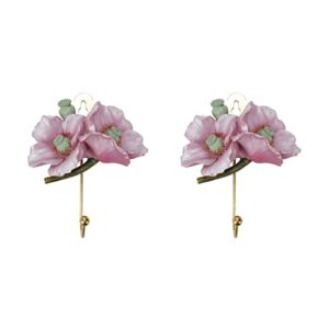 wealrit 2 pcs heavy duty coat hooks,wall mounted towel hooks,decorative robe hook,flower shaped hooks for coat scarf bag cap hat,pink