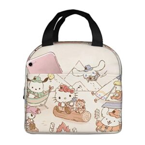 xyndbik anime cute lunch bag for women and girls kawaii insulated lunch box reusable tote bag with pocket for work office picnic