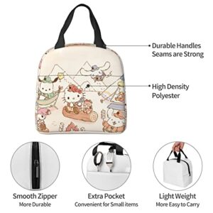 xyndbik Anime Cute Lunch Bag for Women and Girls Kawaii Insulated Lunch Box Reusable Tote Bag with Pocket for Work Office Picnic