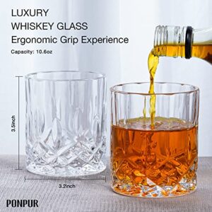 PONPUR Gifts for Men Him Husband from Wife, Whiskey Decanter Set with 2 Whisky Glasses, Unique Anniversary Birthday Gift for Husband, Cool Christmas Presents for Scotch Bourbon Lovers