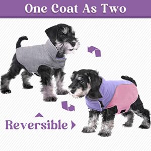 Polar Fleece Dog Sweater, Dog Apparel for Cold Weather, Reversible Soft Warm Coat with Leash Hole, Safety Reflective Strap Adjustable Hook and Loop Dog Fleece Vest for Small Medium Large Dogs(XS-3XL)