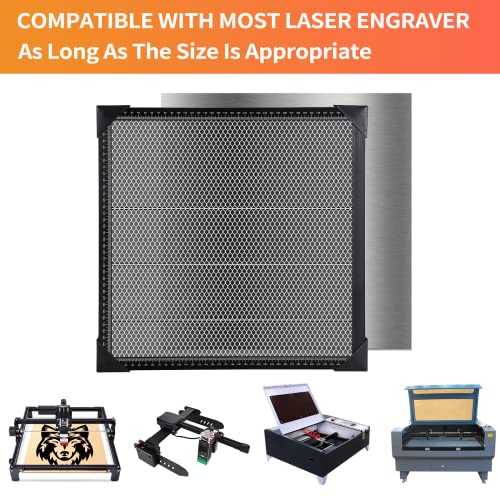 Honeycomb Laser Bed 400mm x 400mm, Laser Honeycomb Bed for Laser Cutter, Honeycomb Laser Bed Kit, Laser Engraver Honeycomb Bed with Aluminum Plate for Table-Protecting,Smooth Edge (15.7x15.7x0.86in)