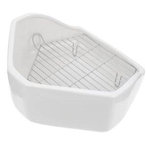 ultechnovo rabbit litter box ceramic corner toilet box small animal toilet bunny potty trainer litter tray bedding box pet pan for hamster guinea pig chinchilla white