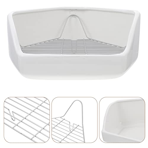 ULTECHNOVO Rabbit Litter Box Ceramic Corner Toilet Box Small Animal Toilet Bunny Potty Trainer Litter Tray Bedding Box Pet Pan for Hamster Guinea Pig Chinchilla White