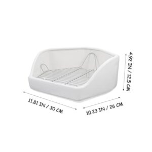 ULTECHNOVO Rabbit Litter Box Ceramic Corner Toilet Box Small Animal Toilet Bunny Potty Trainer Litter Tray Bedding Box Pet Pan for Hamster Guinea Pig Chinchilla White