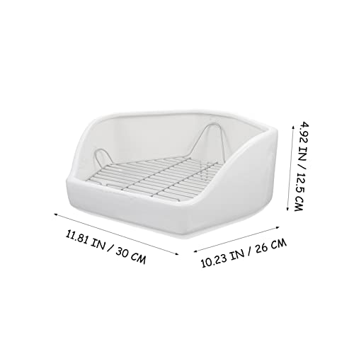 ULTECHNOVO Rabbit Litter Box Ceramic Corner Toilet Box Small Animal Toilet Bunny Potty Trainer Litter Tray Bedding Box Pet Pan for Hamster Guinea Pig Chinchilla White