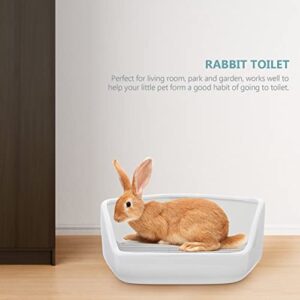 ULTECHNOVO Rabbit Litter Box Ceramic Corner Toilet Box Small Animal Toilet Bunny Potty Trainer Litter Tray Bedding Box Pet Pan for Hamster Guinea Pig Chinchilla White