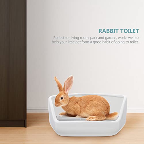 ULTECHNOVO Rabbit Litter Box Ceramic Corner Toilet Box Small Animal Toilet Bunny Potty Trainer Litter Tray Bedding Box Pet Pan for Hamster Guinea Pig Chinchilla White