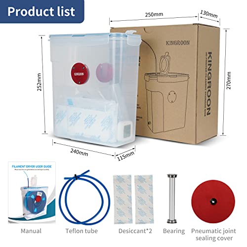 Kingroon Filament Dryer Box for The 3D Printer, 3D Printer Filament Dry Box Keeping Filament Dry During 3D Printing 4L Compatible with 0.5/1KG Filament and PLA Filament and PETG TPU ABS Material