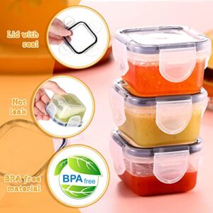 Mimorou 20 Pcs Plastic Salad Dressing Containers 2 oz Sauce for Lunch Box Reusable Condiment with Lids Square Mini Fridge Leakproof Food Storage Containers, Clear & Black