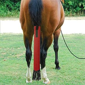 horse tail bag,horse tail wrap with fringe non slip black guard,horse tail fly swisher decor horse tail extensions (blue)