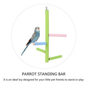 Wood Toys Perch Wood Parrot Perch Stand Paw Grinding Stick 4- Level Bird Ladder Toy Parrot Cage Accessories for Conures Cockatiels Lovebirds Small Parakeets Parrotlets Wooden Toys