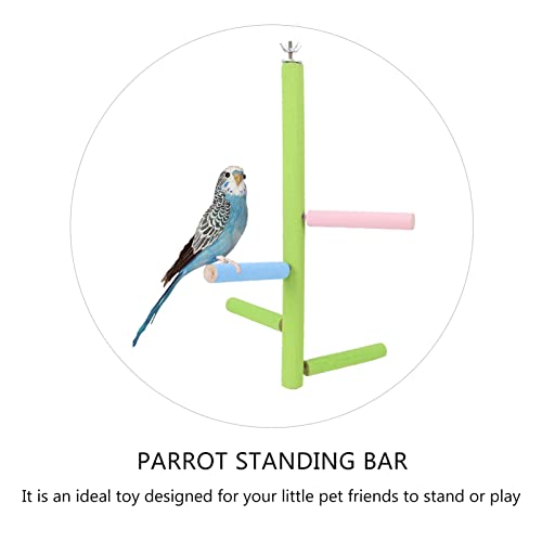 Wood Toys Perch Wood Parrot Perch Stand Paw Grinding Stick 4- Level Bird Ladder Toy Parrot Cage Accessories for Conures Cockatiels Lovebirds Small Parakeets Parrotlets Wooden Toys