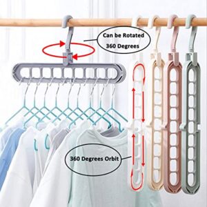 Space Saving Hangers,9 Holes Plastic Collapsible Multifunctional Closet Organizer and Storage for Heavy Clothes,College Dorm Room Essentials Pack of 6 Green