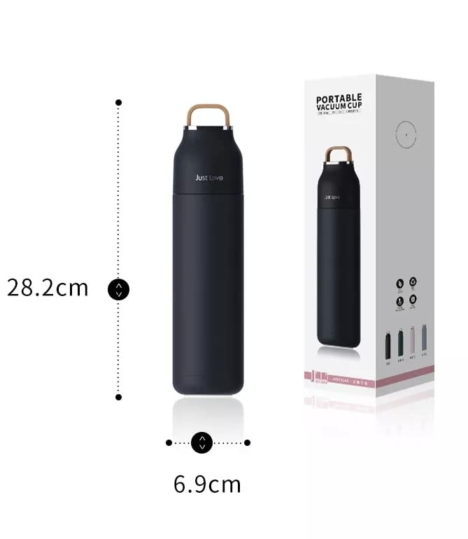 Stainless Steel Vacuum Insulated Water Bottle With Handle Lid - 500ml - Modern, Minimalist And Sleek Design (Blue)