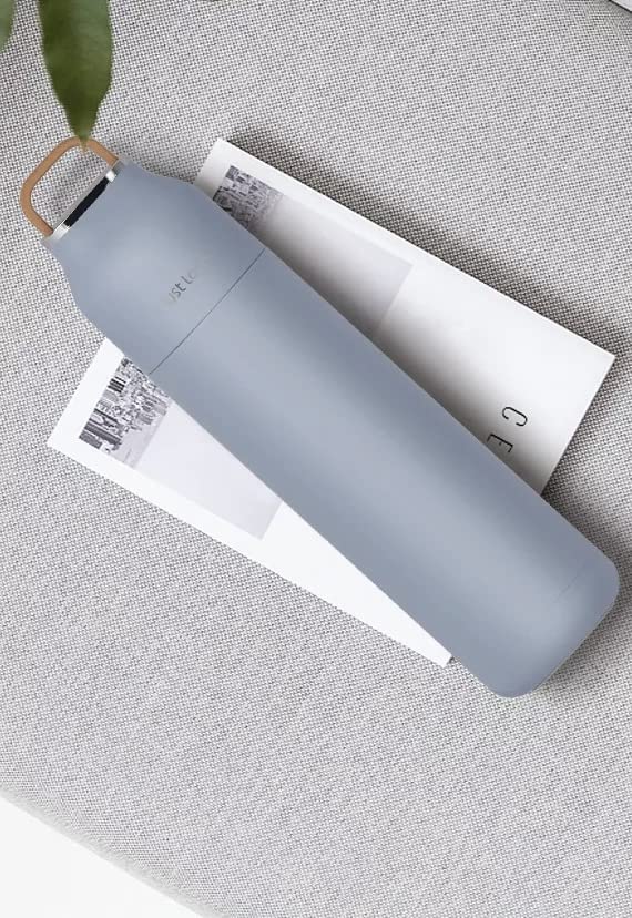 Stainless Steel Vacuum Insulated Water Bottle With Handle Lid - 500ml - Modern, Minimalist And Sleek Design (Blue)