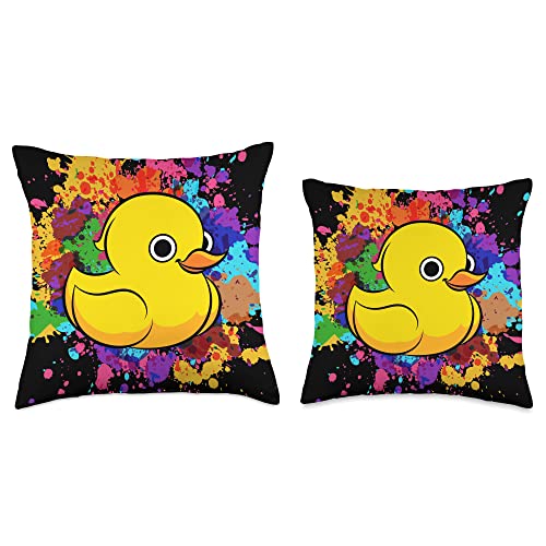 Duckling Ducky Lover Rubber Duck Bath Toy Gift Cute Duckling Bath Toy Duckie Colorful Rubber Duck Throw Pillow, 16x16, Multicolor