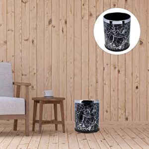 CLISPEED Automotive Garbage Cans Round Marble Trash Can Garbage Container Bin Recycle Trash Can Open Office Wastebasket Double Layer Garbage Can for KTV Bar Bathroom Black Car Trash Cans