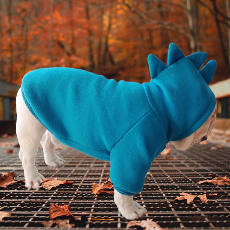 Dog Hoodie Jacket, Hooded Dog Dinosaur Vest Costume, 2-Legged Doggie Warm Sweatshirt, Pet Hoodies Apparel for French Bulldog, Pug, Mini Pinscher, Schnauzer, Small Medium Dogs Winter Outfit Clothes