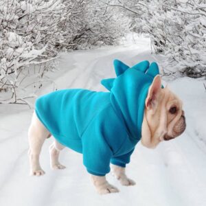 Dog Hoodie Jacket, Hooded Dog Dinosaur Vest Costume, 2-Legged Doggie Warm Sweatshirt, Pet Hoodies Apparel for French Bulldog, Pug, Mini Pinscher, Schnauzer, Small Medium Dogs Winter Outfit Clothes