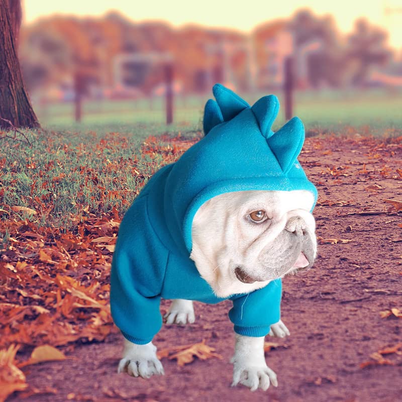 Dog Hoodie Jacket, Hooded Dog Dinosaur Vest Costume, 2-Legged Doggie Warm Sweatshirt, Pet Hoodies Apparel for French Bulldog, Pug, Mini Pinscher, Schnauzer, Small Medium Dogs Winter Outfit Clothes