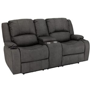 recpro charles 70" powered double rv wall hugger recliner sofa | loveseat | rv furniture (gunmetal)