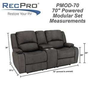 RecPro Charles 70" Powered Double RV Wall Hugger Recliner Sofa | Loveseat | RV Furniture (Gunmetal)