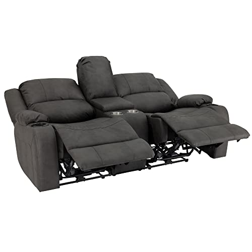 RecPro Charles 70" Powered Double RV Wall Hugger Recliner Sofa | Loveseat | RV Furniture (Gunmetal)